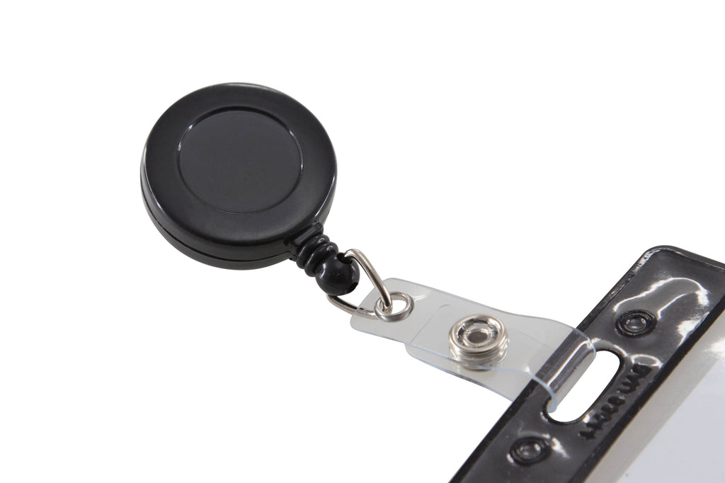 SICURIX Standard ID Badge Reel Round Swivel Spring Clip Strap BLACK (6 ...